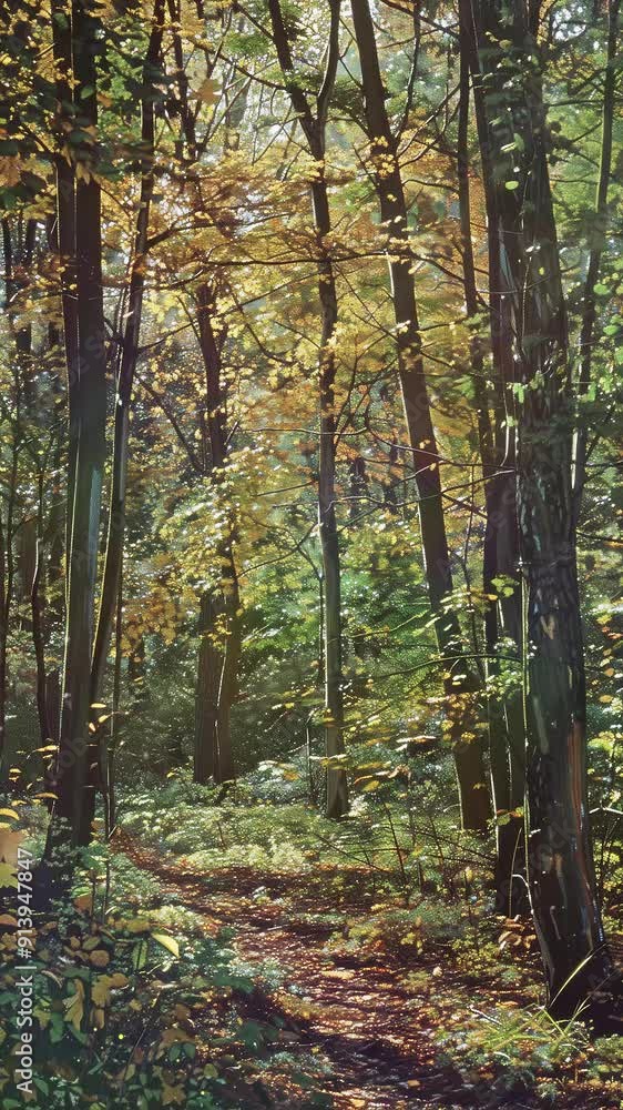 early autumn in a forest nature background seamless looping overlay 4k ...