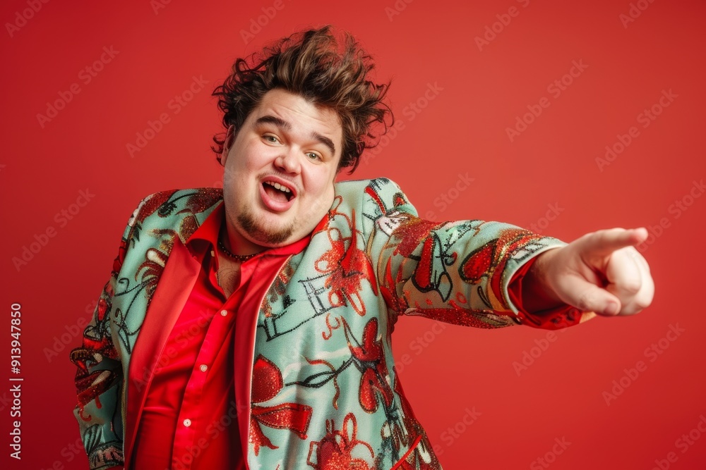 Playful funny guy wears colorful expression and stands out. Young man ...