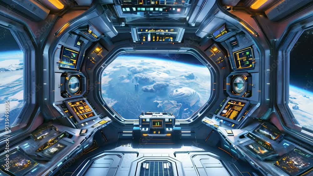 Discover the sleek design of a space station with breathtaking views of ...