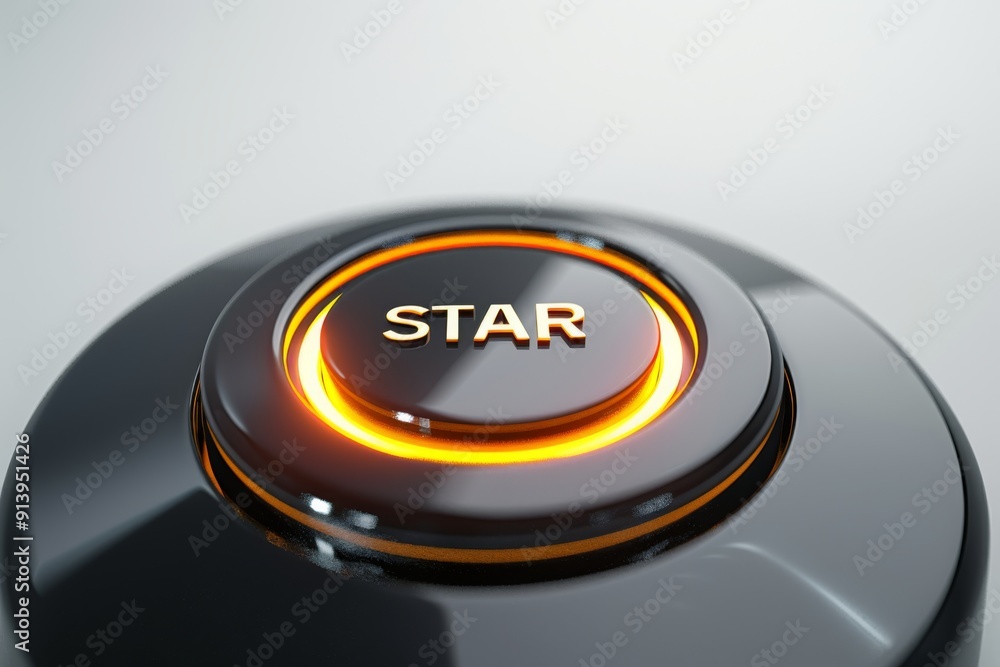 A push-button with a radiant 'star' symbol at its center, ready to be ...