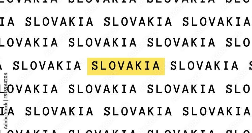 Slovakia Country text typing word, Marker Highlight Yellow Pen in Bold ...