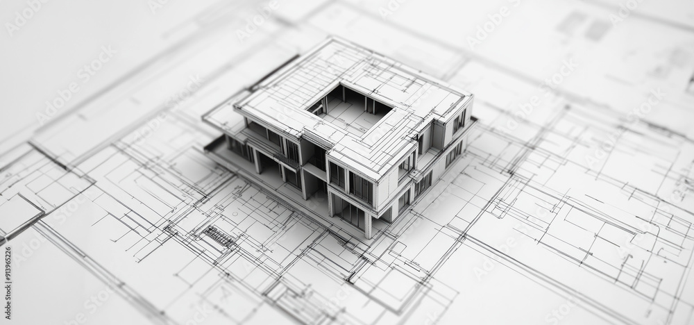 Three-Dimensional Architectural Model Built Over Detailed Floor Plans ...