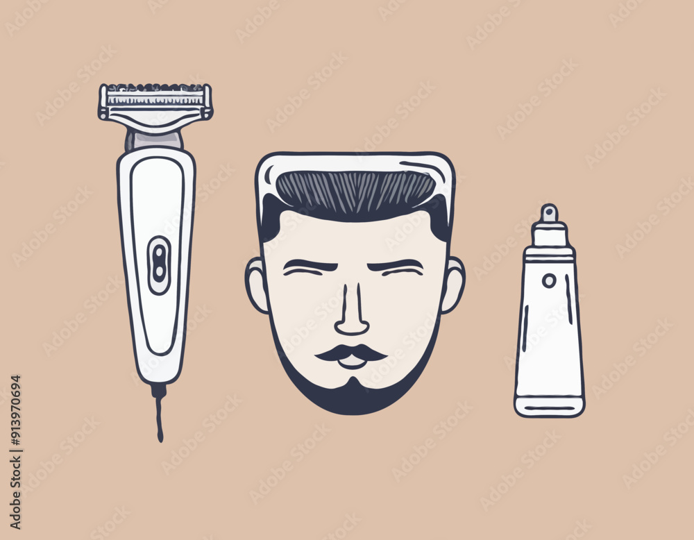 Vetor de shaving cream, classic razor, and electric razor in flat style ...