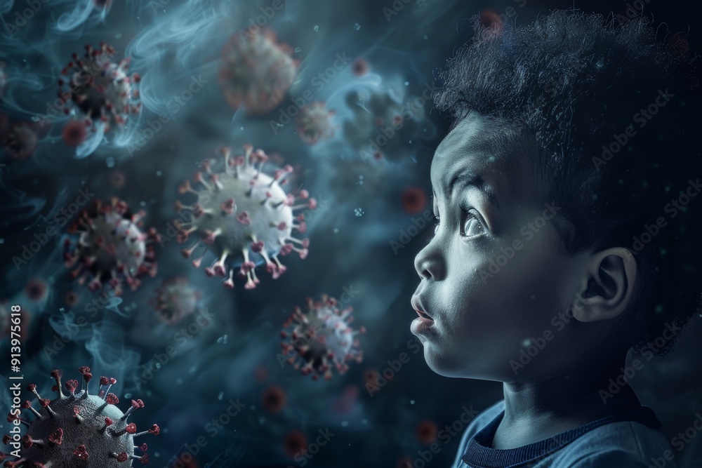 Fear child's eyes reflecting pandemic's impact and health ...