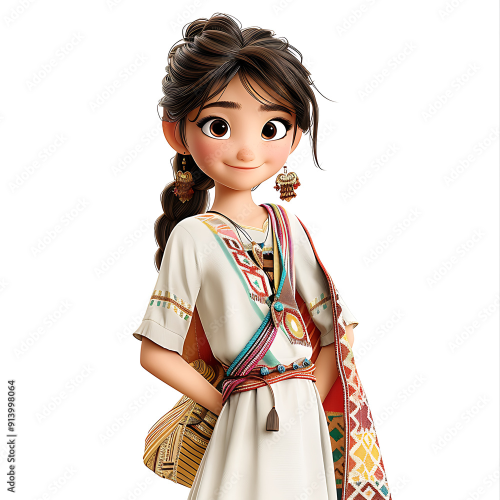 10. Cheerful digital 3D cel animation of a Thai teenage woman with ...
