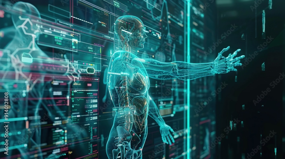 Digital human anatomy model with detailed 3D rendering of internal ...