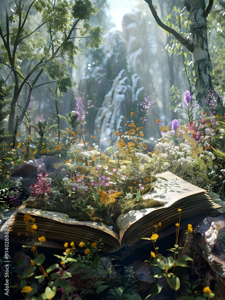 Vibrant Textbook Forest Illustrating the Power of Knowledge to Inspire ...
