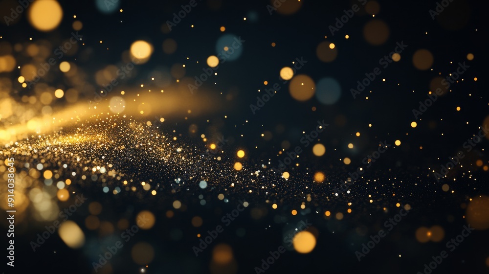 Gold sparkles in a viscous fluid have the effect of advection with the depth of focus and bokeh ...