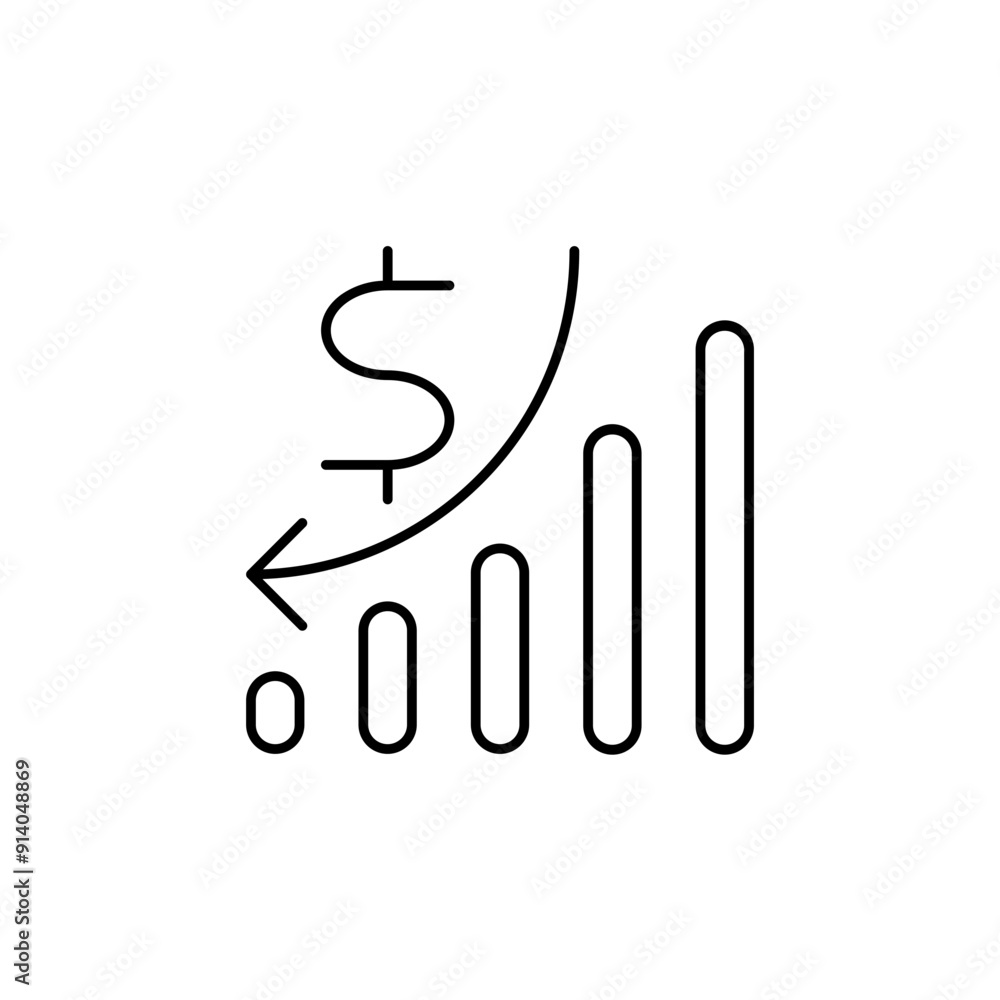 Line Graph with Downward Arrow and Dollar Sign - Simple, Minimalist ...