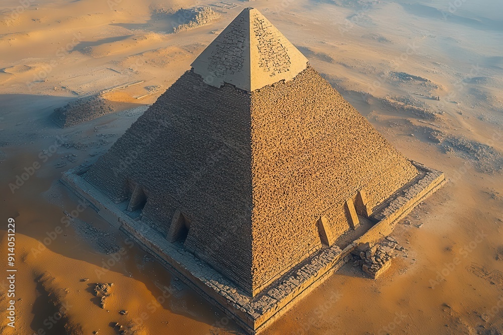 birdseye view of great pyramid of giza intricate details of ancient ...