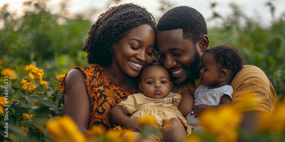 Joyful African American Family Bonding Outdoors: Heartwarming Scene of ...