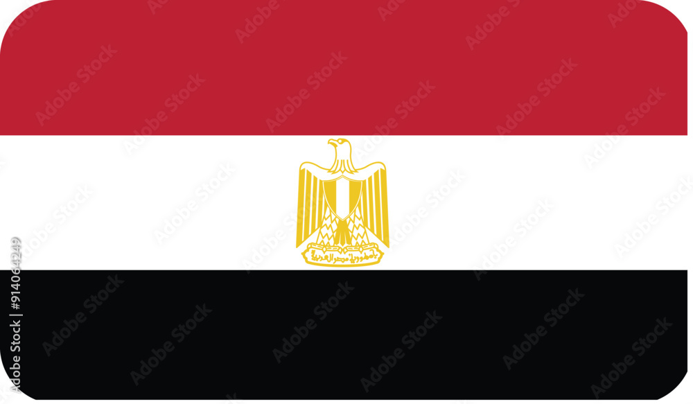 Flag of the Arab Republic of Egypt with rounded edges. National symbol ...