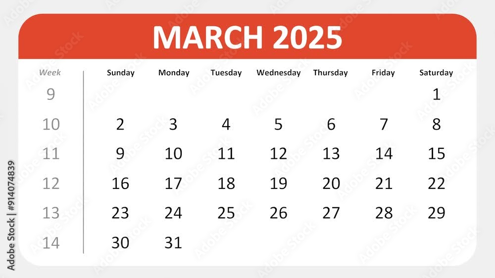 March 25, 2025: Animated 2025 planner showcasing March calendar ...