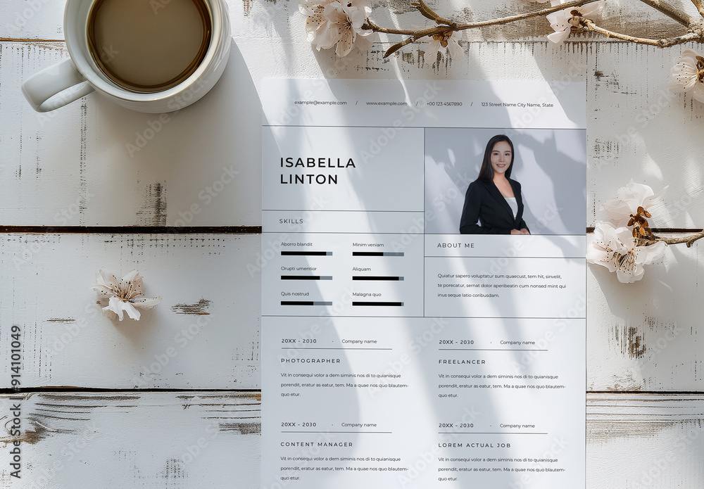 Clean Resume Layout With Organized Sections and Lines Stock Template ...