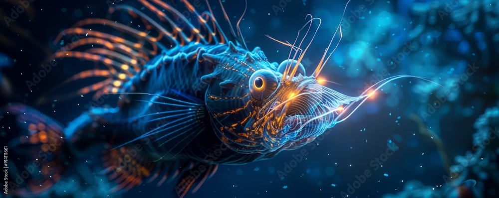 Mysterious deep-sea anglerfish with bioluminescence, 4K hyperrealistic ...