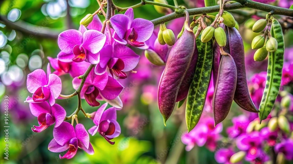 Vibrant purple-pink flowers resembling orchids bloom on the Purple ...