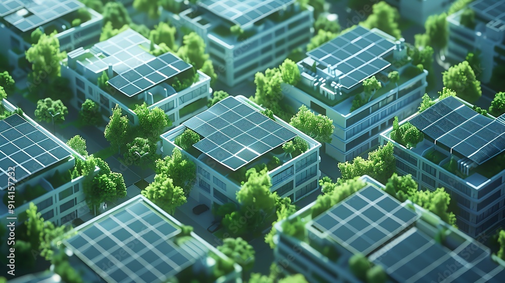 Solar power modules in a smart city environment, generating electricity ...