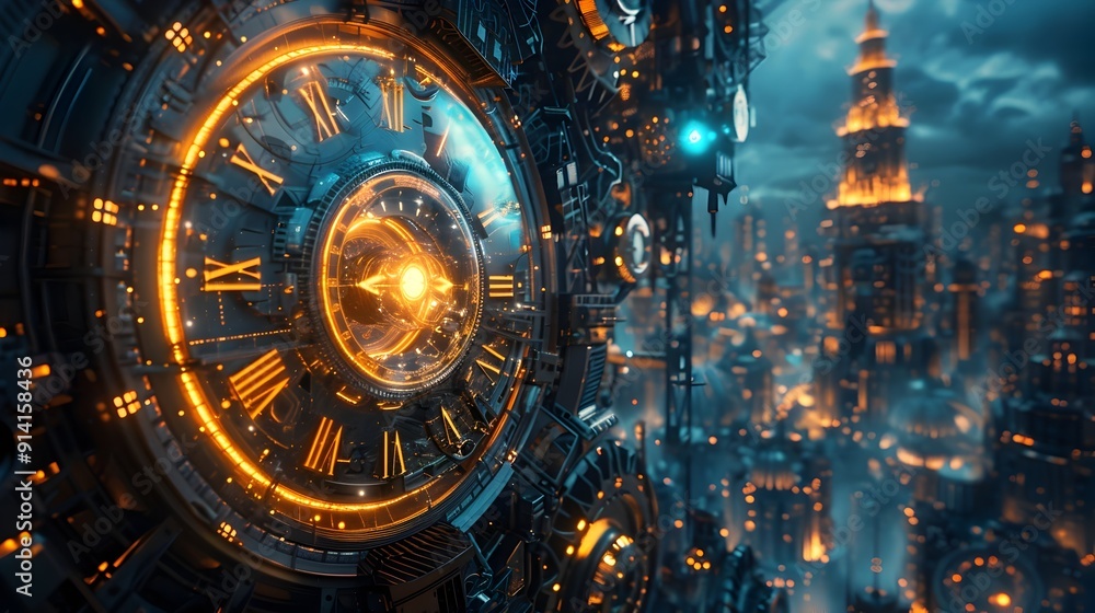 Futuristic Time Traveling Machine with Glowing Dials and Mysterious ...