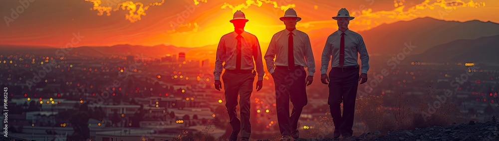 Heatwave, construction workers in hot weather, hot weather shines a ...