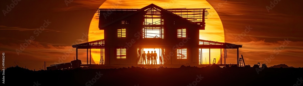 Heatwave, construction workers in hot weather, hot weather shines a ...