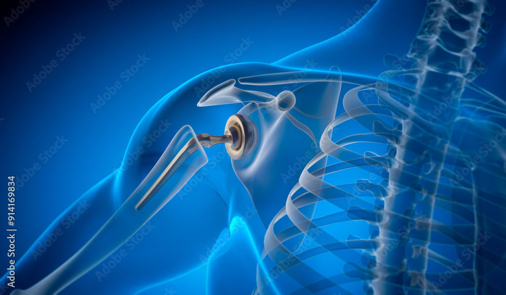 Shoulder joint replacement implant - X-ray view - Medically 3D ...