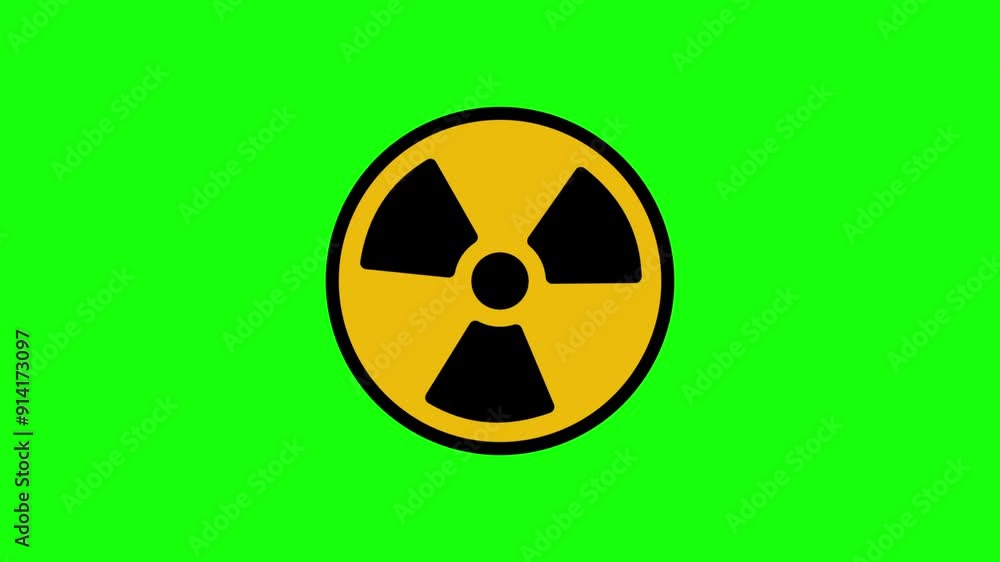 Animated radiation spinning around. Nuclear sign symbol rotate around ...