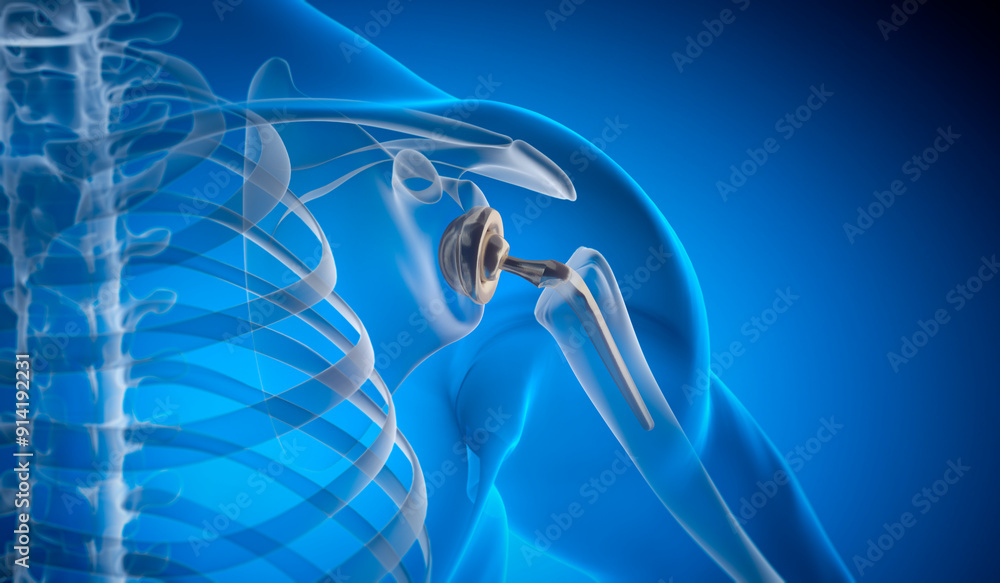 Shoulder joint replacement implant - X-ray view - Medically 3D ...