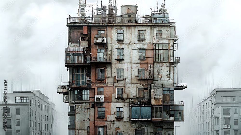 Evolution of a Building: Weathering the Elements - Illustration of ...