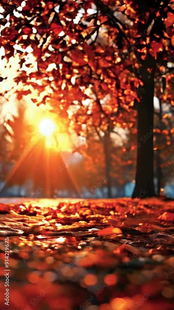 Vertical autumn landscape. Golden sunset background .4k vertical images ...