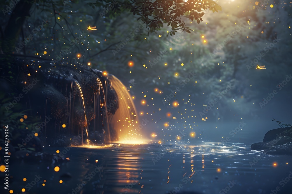 Firefly Fireflies with Particle and Glowing Effect in Nighttime Scenes ...