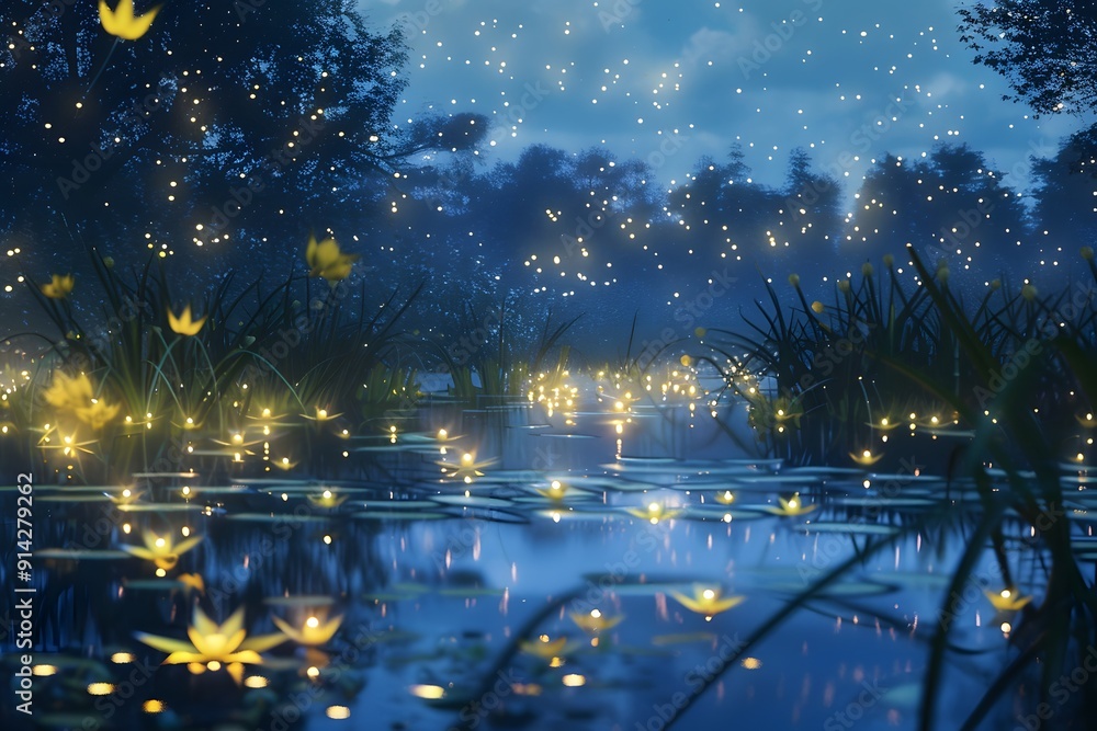 Firefly Fireflies with Particle and Glowing Effect in Nighttime Scenes ...
