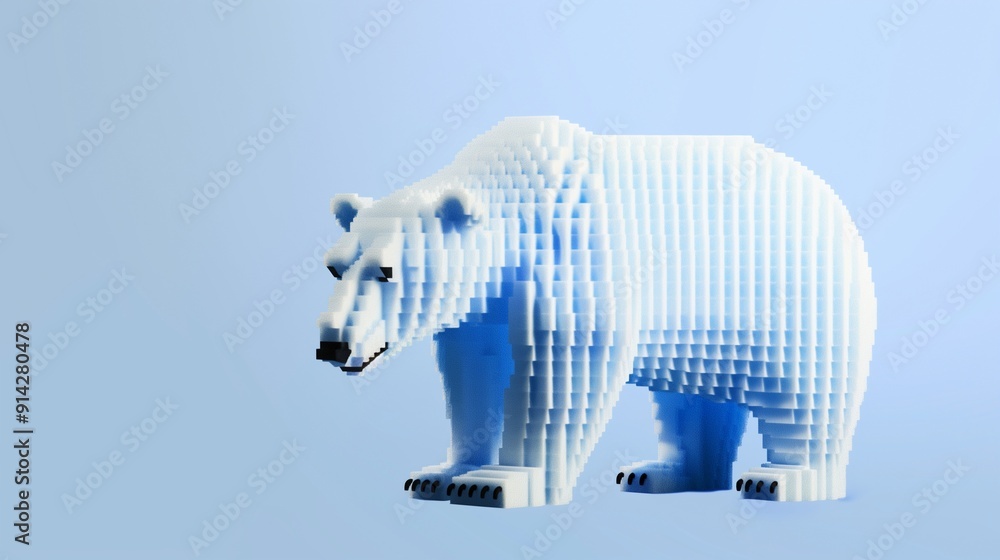 A 3D pixelated polar bear on a light blue background, symbolizing data ...