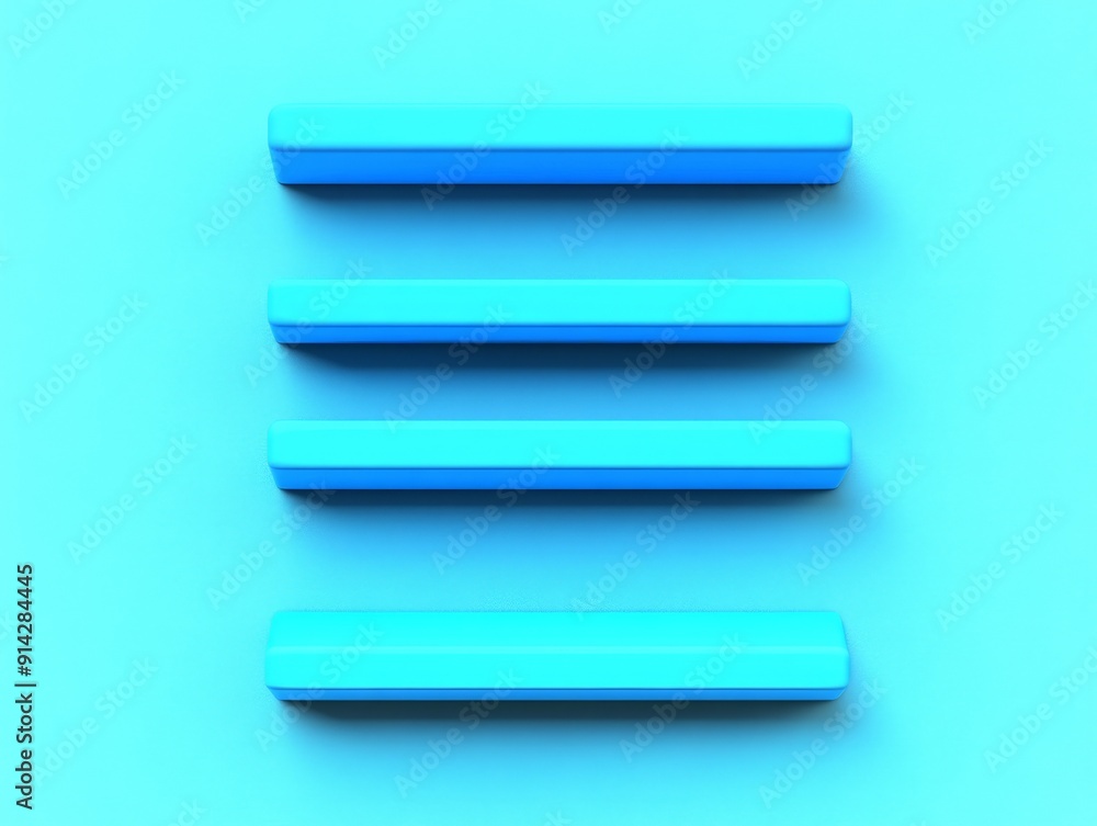 3D Rendered Blue Menu Icon on Light Blue Background Minimalist UI ...