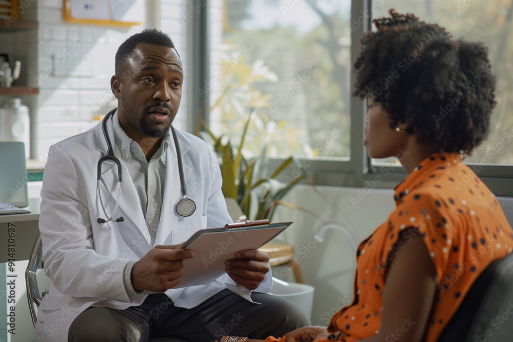 A dedicated doctor having a detailed consultation with a patient in a ...
