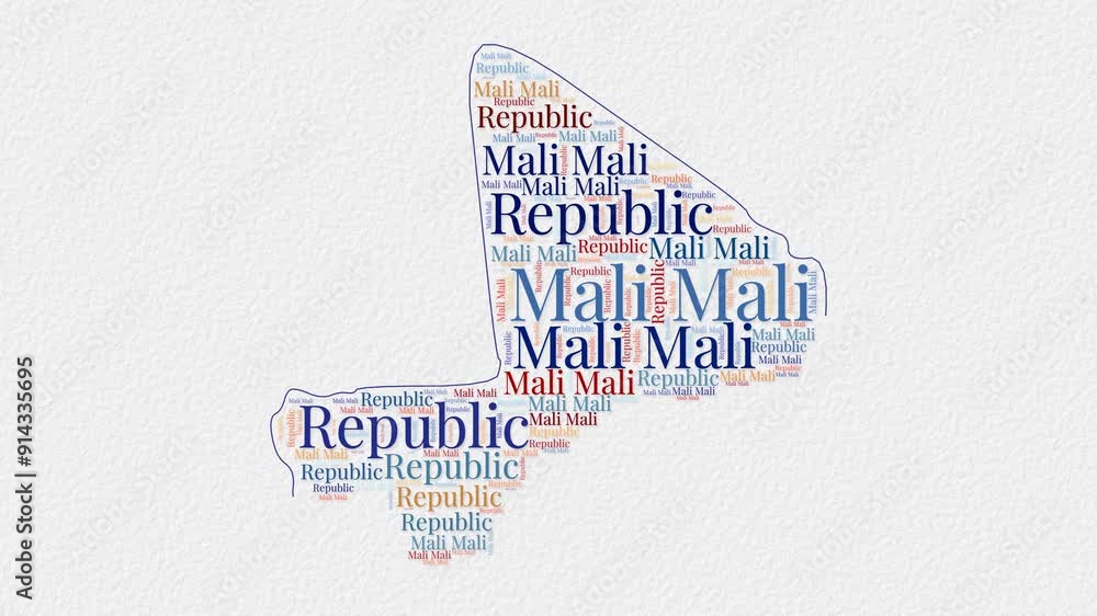 Mali logo animation. Mali boundary word cloud animation. Video of ...