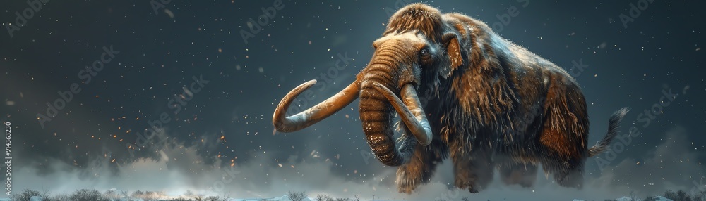 Woolly mammoth against a plain background, detailed and lifelike ...