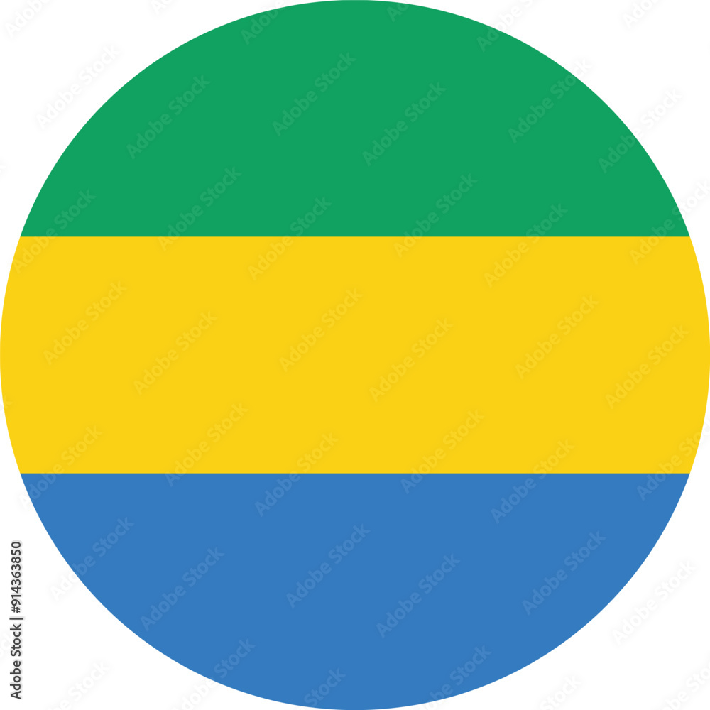 Round Gabon flag . Gabonese circle shape . Gabon flag button . Vector illustration Stock Vector ...