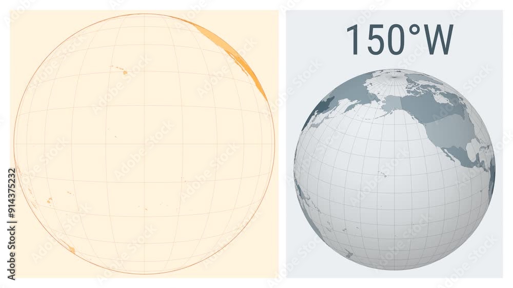 World Map Animation Satellite Tilted Perspective Projection Colored Countries Style