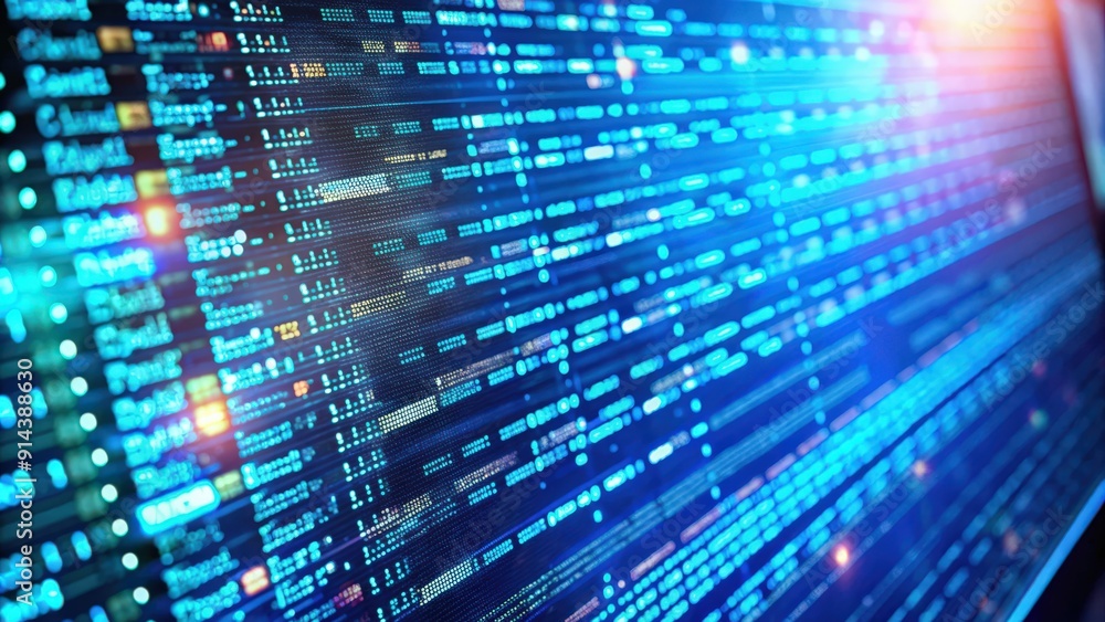 Coding background with lines of code on a computer screen, programming, development, software ...