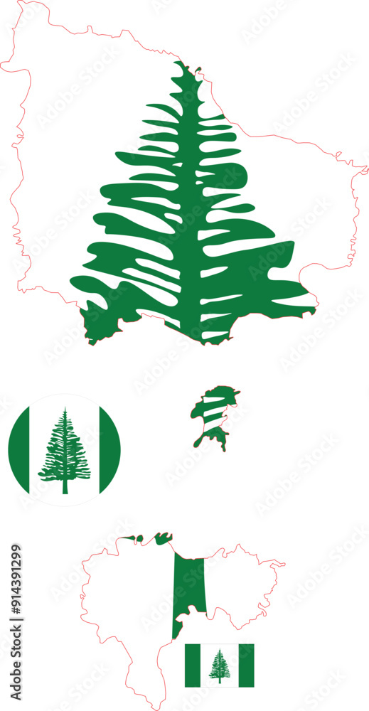 map of Norfolk Island with flag and coat of arms Stock Vector | Adobe Stock