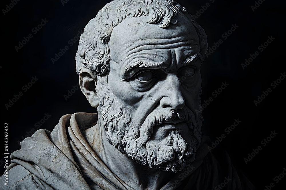 Epictetus Stone Carving - Serene Face with Blind Eyes in Philosopher's ...