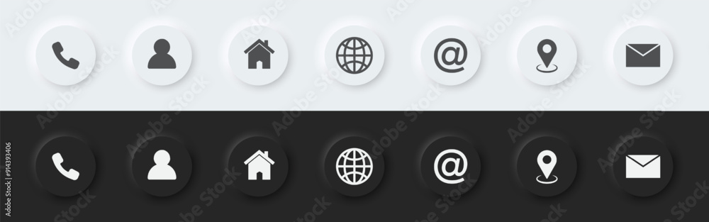 Vetor de Set of Contact Us icons. Web icon set. A set of black and ...