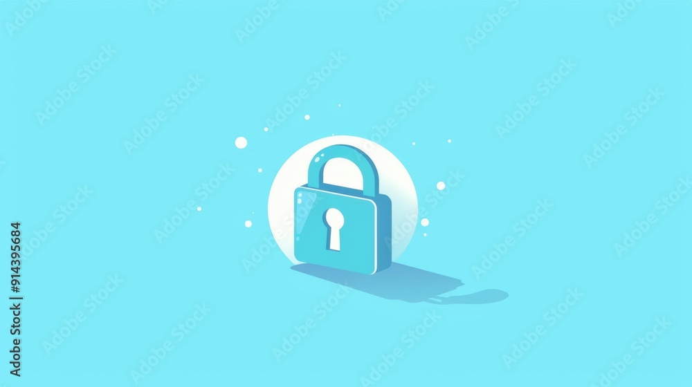 Minimalistic Design with Light Blue Background Featuring Lock and Key ...
