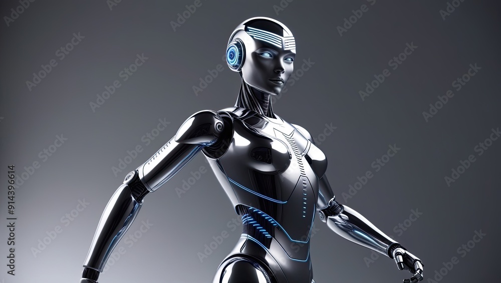 Ai android robot technology rendered in 3d 4k wallpaper Stock ...