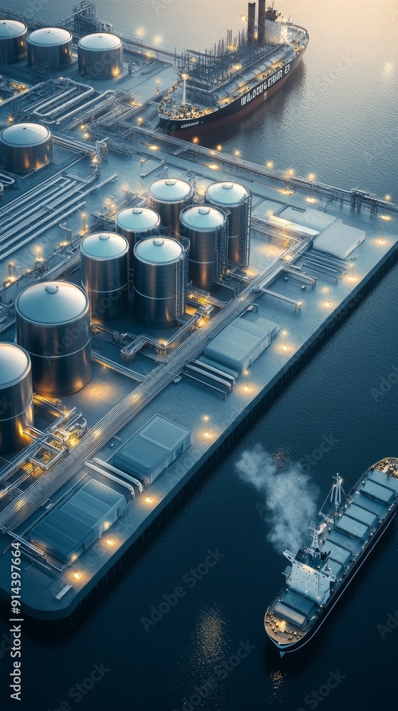 Futuristic Hydrogen-Powered Port: 4K AI-Generated Illustration of Clean ...