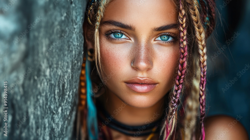 urban boho hairstyles, chic boho braids with metallic cuffs and leather ...