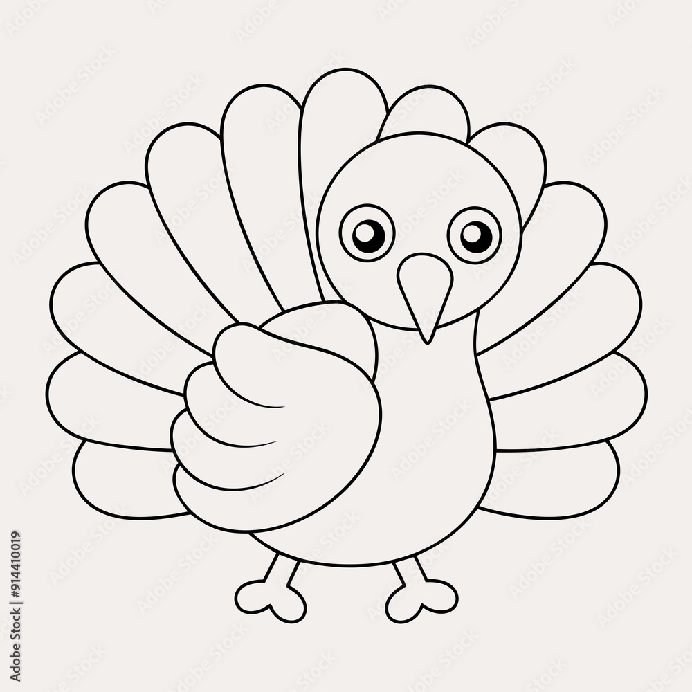 Turkey line art coloring page vector illustration Stock Vector | Adobe ...