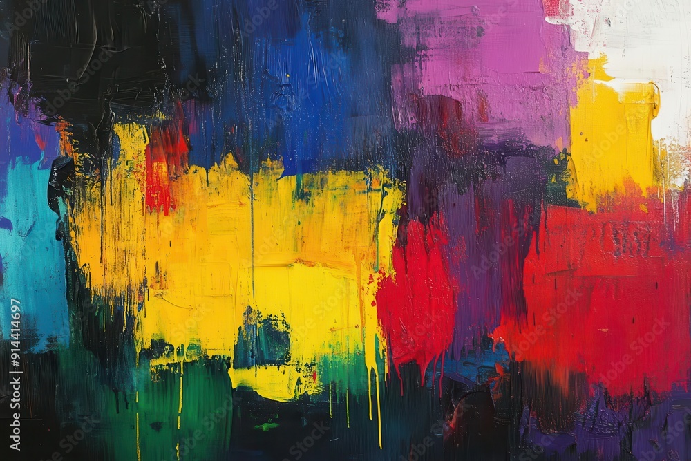 abstract expressionist painting featuring bold gestural brushstrokes in ...