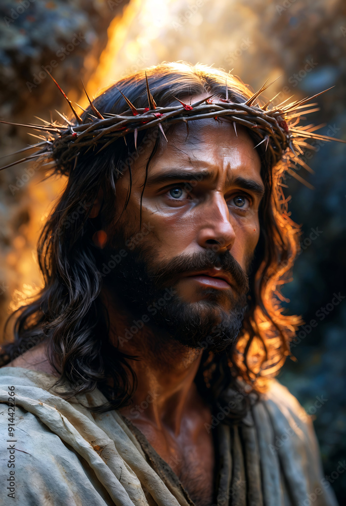 Biblical Resurrection of Jesus Christ. Jesus Christ wearing a crown of ...