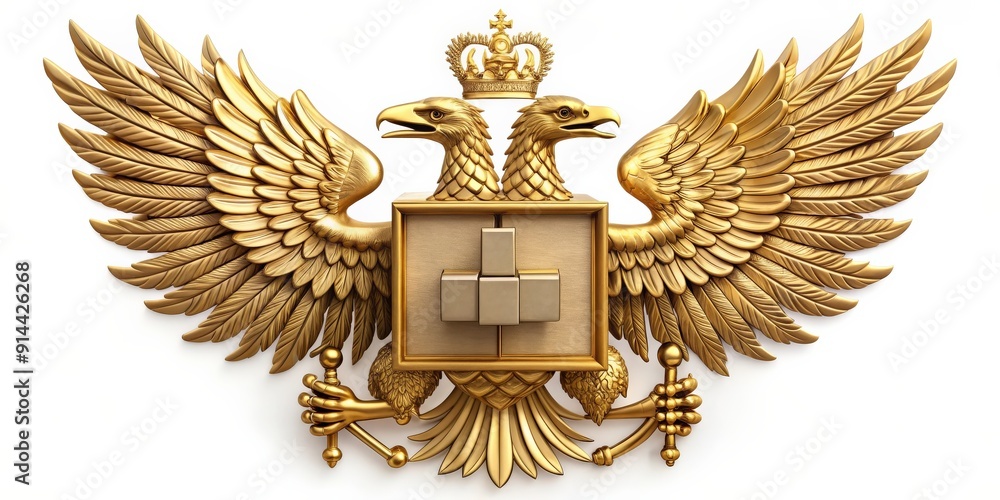 Double headed eagle symbol with a box and wings, mythical, powerful ...